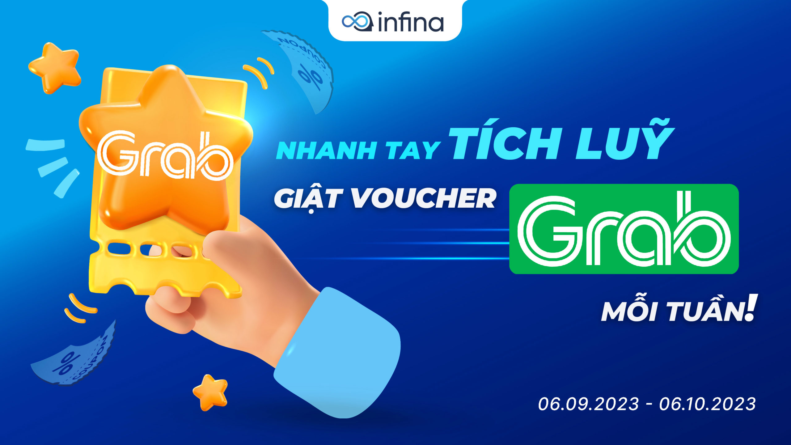 Nhanh tay tích lũy - Giật voucher Grab mỗi tuần